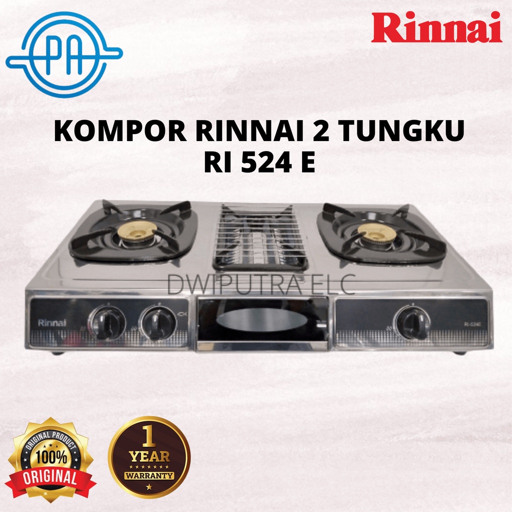 Jual KOMPOR GAS RINNAI 3 TUNGKU RI 524 E / 524E RI524E WITH GRILL PAN ...