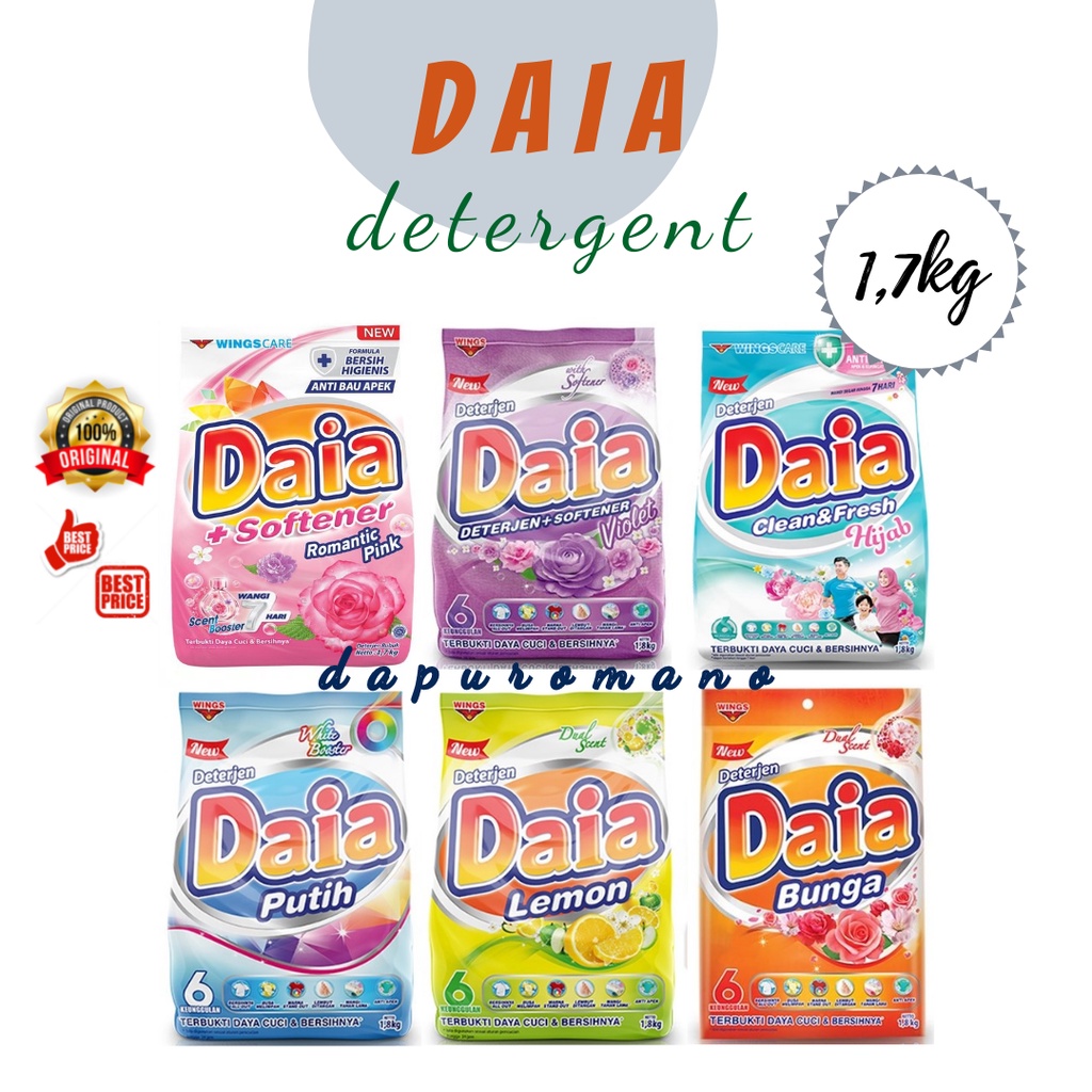 Jual Daia Powder Detergent Softener 1,5 Kg All Varian | Shopee Indonesia