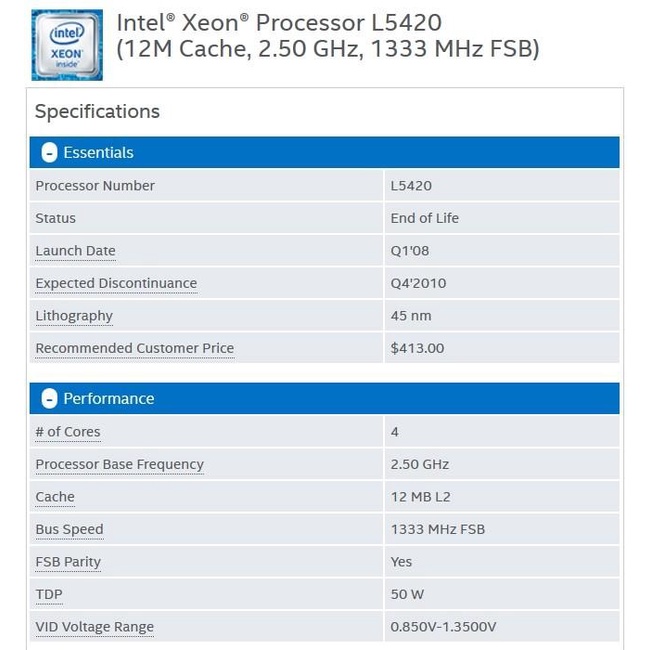 Jual Xeon L5420 LGA 775 quad core (setara Q9550, diatas Q6600 / Q8200 ...