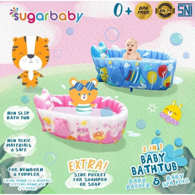 Jual Sugar Baby 2in1 Inflatable Baby Bath Tub / baby spa pool | Shopee ...