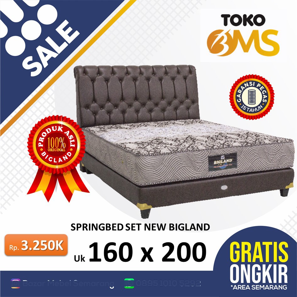 Jual PROMO Springbed Set New Bigland ukuran 160x200 Toko Bms Murah ...