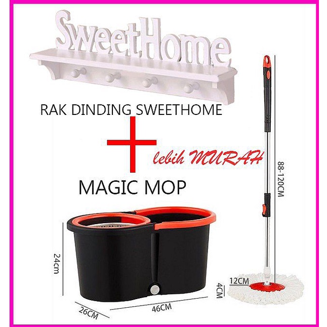 Jual Pusatbarangrumahtangga Paket Hemat Magic Mop + Rak Dinding ...