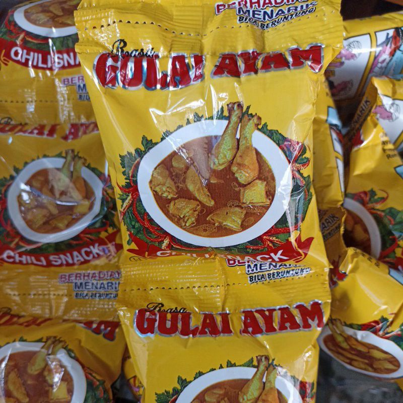 Jual Gulai Ayam chili snack | jajanan SD | snack jadul (10pcs) | Shopee ...