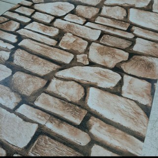 Jual Wallpaper Dinding Motif Batu Alam Pipih Coklat 10m x 45 cm ...