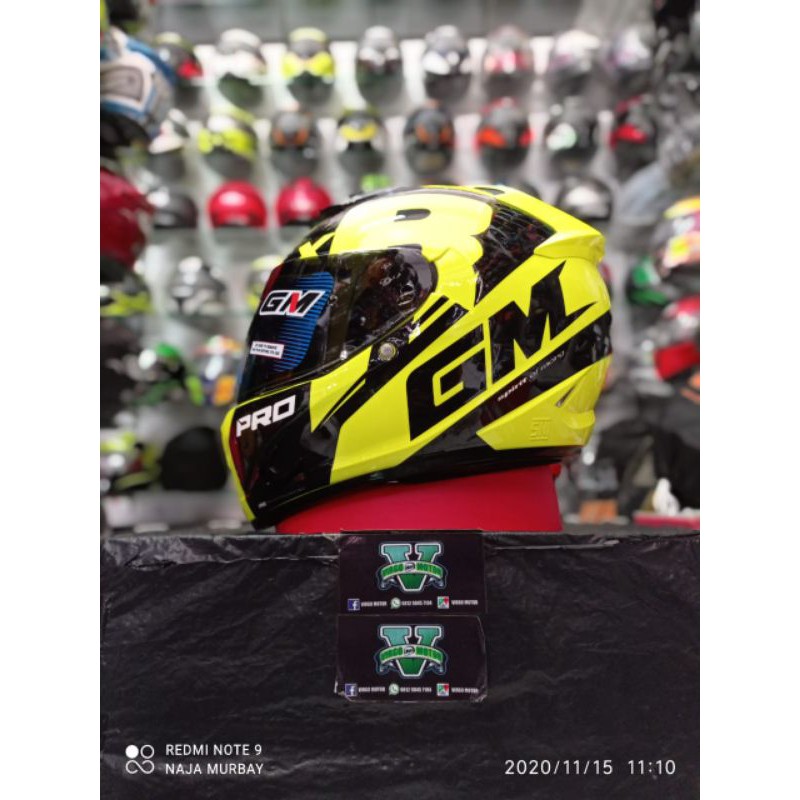 Jual HELM GM PRO YELLOW ORIGINAL FULLFACE | Shopee Indonesia