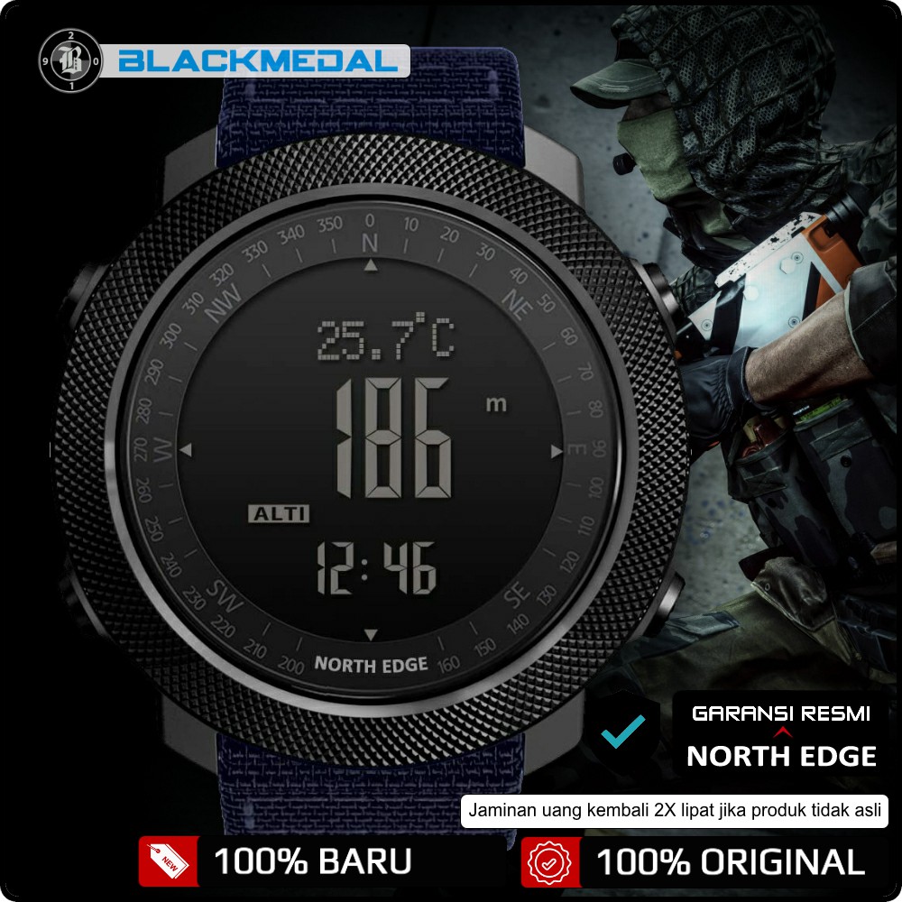 Jual NORTH EDGE APACHE 3 Jam Tangan Digital Pria Tahan Air 50M Kompas Altimeter Barometer ...