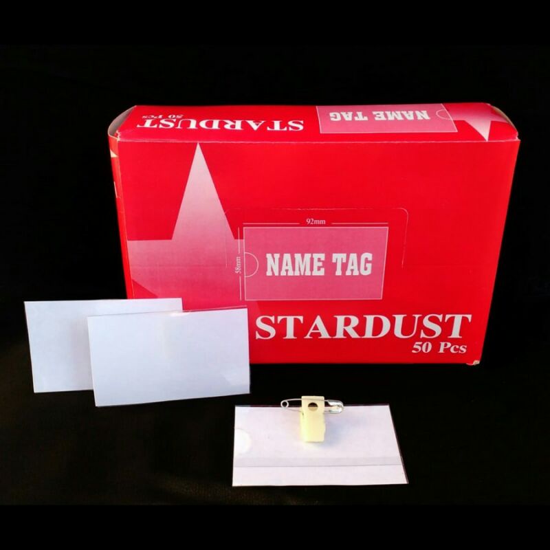 Jual NAME TAG PAPAN MAMA MODEL JEPIT PENITI STARDUST PUTIH POLOS KOTAK ...