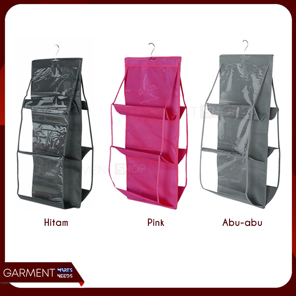 Jual Rak Tas Gantung Jumbo Tempat Penyimpanan Sepatu Anti Debu 6 Sekat ...
