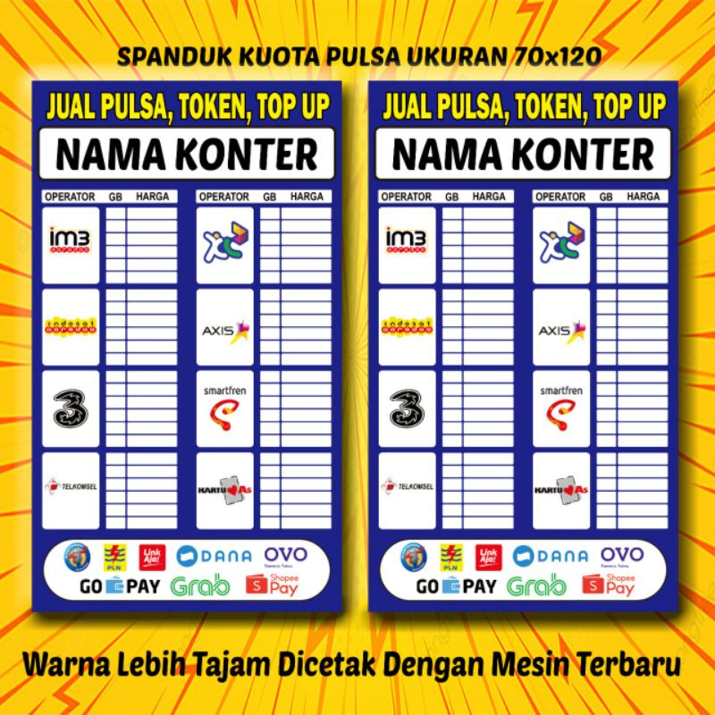 Jual Spanduk Banner Kuota Pulsa ( 70x120 ) | Shopee Indonesia