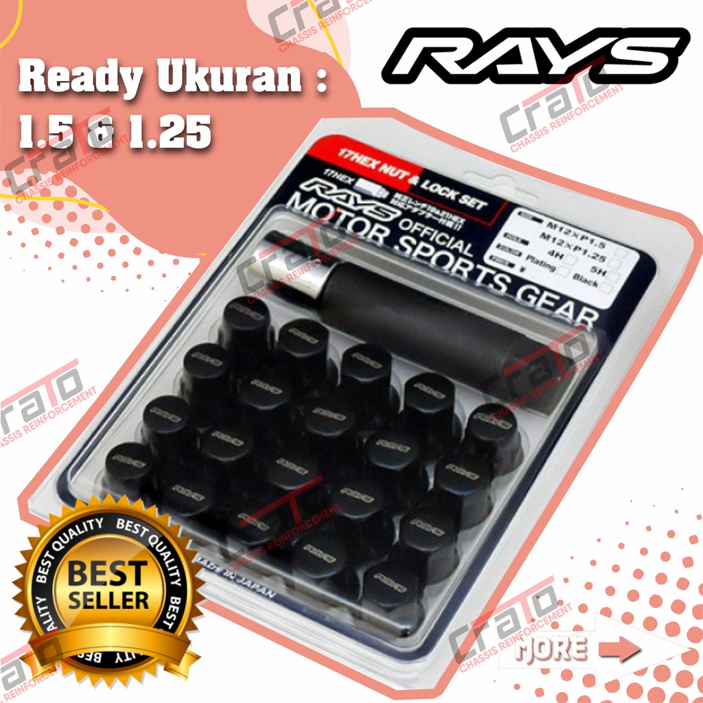 Jual Rays 17 Hex Lugnut Lock & Nut 1.5 1.25 Original Japan 20pcs (Baut/Mur Roda) Compatible for ...