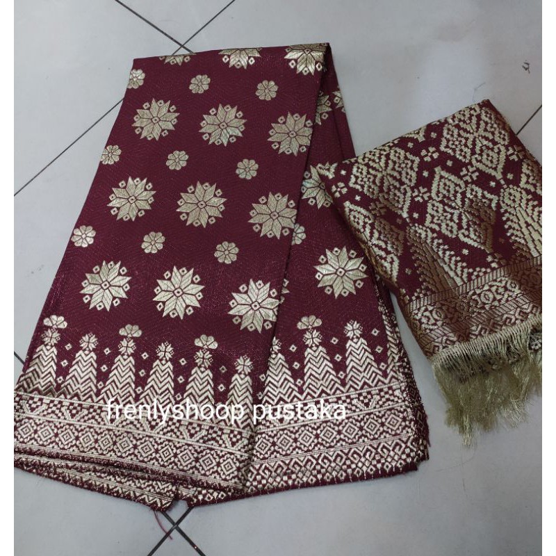 Jual Kain songket palembang Cantik Manis/ Bahan songket set selendang cantik manis | Shopee ...