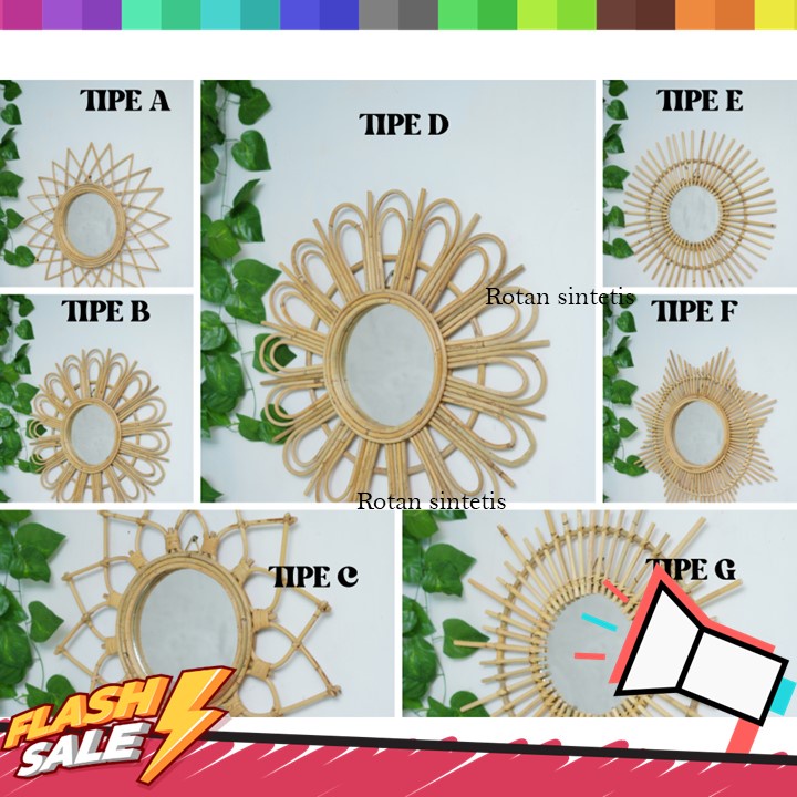 Jual Cermin Rotan Alami Hiasan Dinding Ruang Tamu atau Kamar | Shopee ...