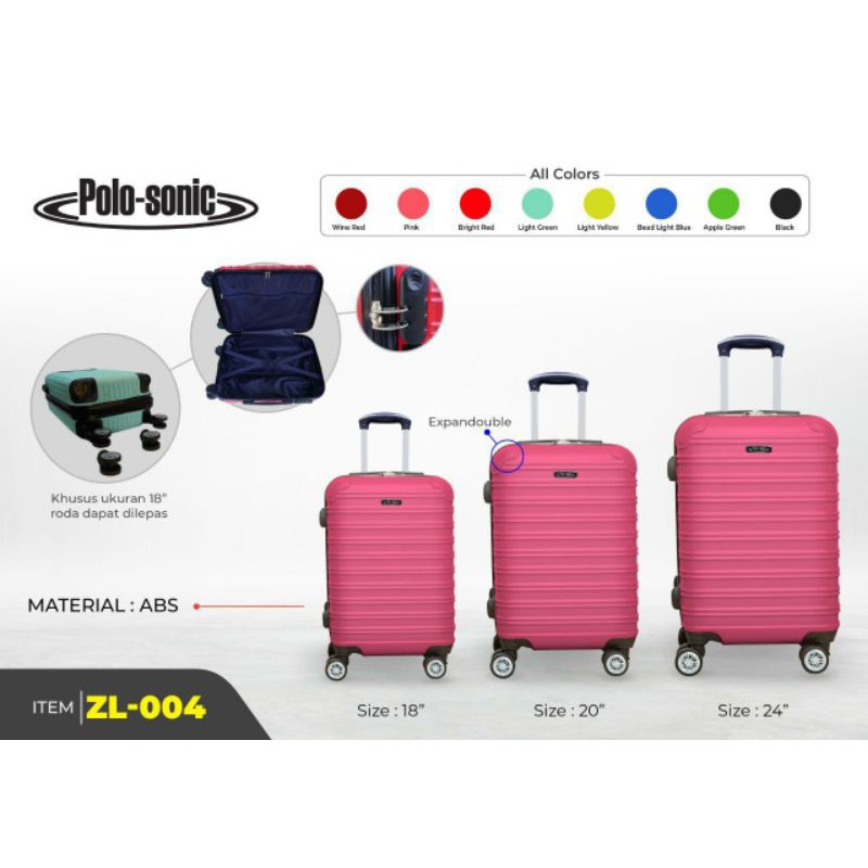 Jual Koper 24 Inch Fiber Polo Sonic Anti Pecah Bagasi | Shopee Indonesia