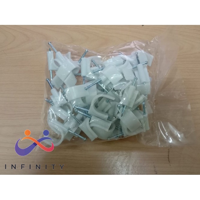 Jual Klem Pipa Pvc + Paku / Clamp Conduit Listrik Omega Putih 1/2" Inch ...