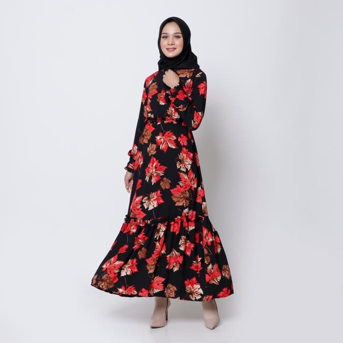 Jual Hijab Ellysha "SPECIAL EDITION" CLAUDIA LEAF WRINKE DRESS BLACK ...