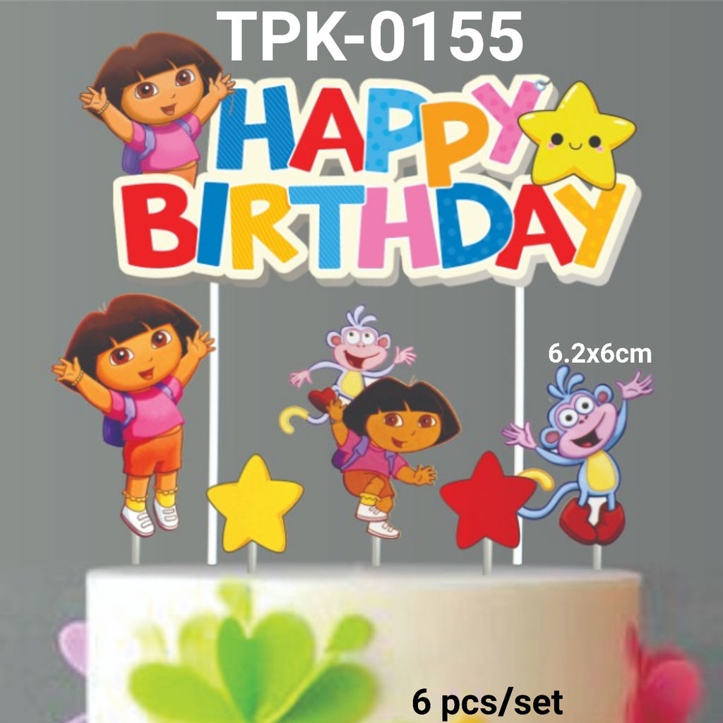 Jual TPK-0155 Topper kertas hiasan kue cake topper dora and friends ...
