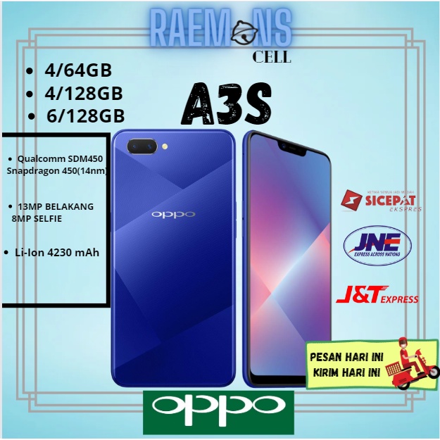 Jual HP OPPO A3S RAM 4/64GB 4/128GB 6/128GB FULLSET GARANSI 12 BULAN | Shopee Indonesia