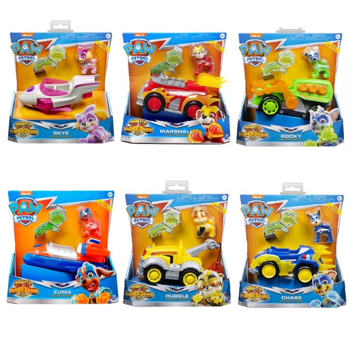 Jual Paw Patrol Mighty Pups Super Paws Action Figure Deluxe Vehicle