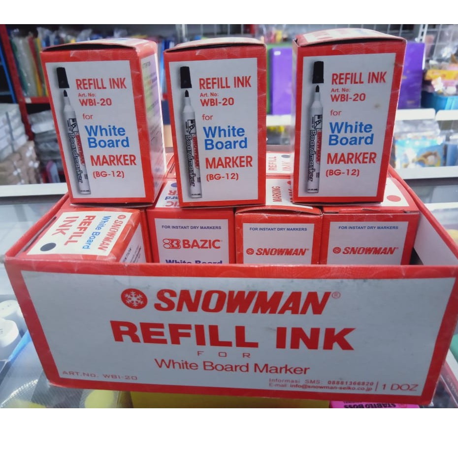 Jual tinta refill spidol snowman whit board warna hitam | Shopee Indonesia