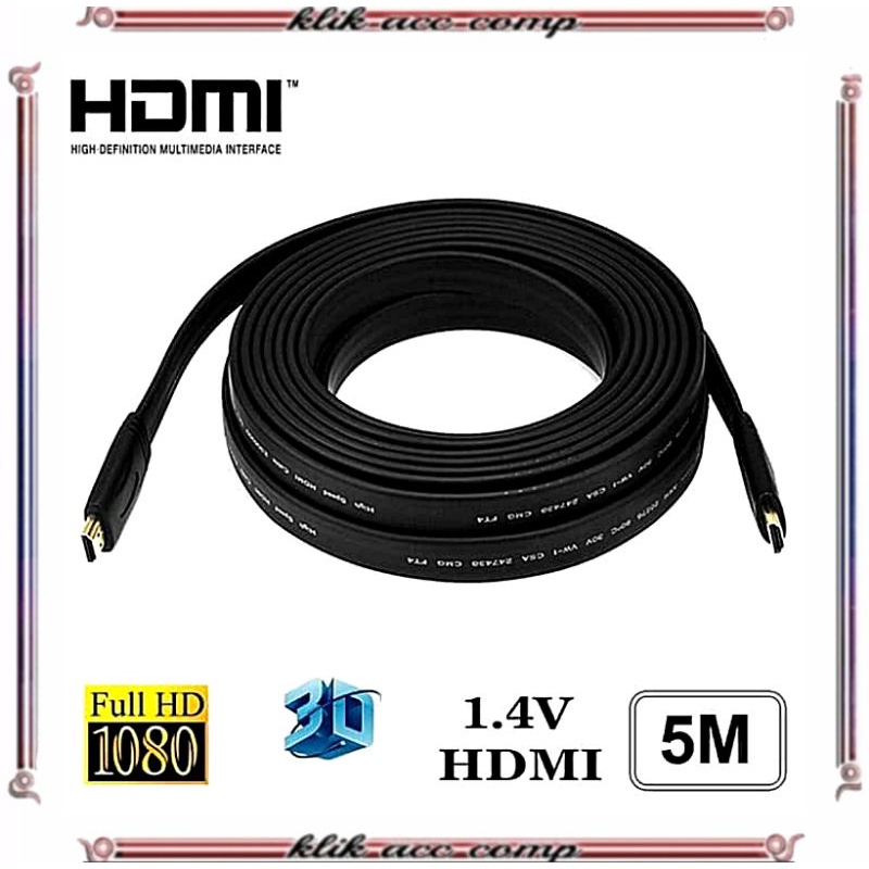 Jual kabel hdmi flat 5meter / hdmi 5 meter | Shopee Indonesia