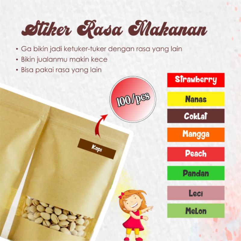 Jual [145 pcs] Stiker / label rasa makanan ukuran 1x4 cm warna warni ...