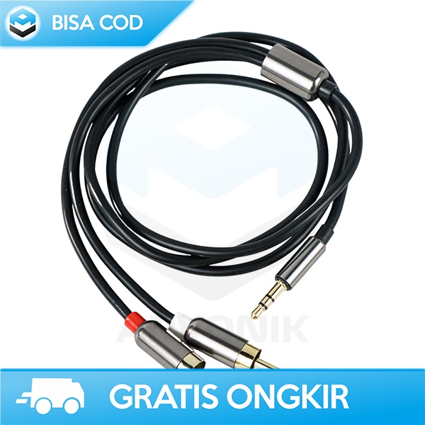 Jual KABEL AUX AUDIO 3.5MM FONKEN AUDIO EXTENSION MALE KE 2RCA 1 METER ...