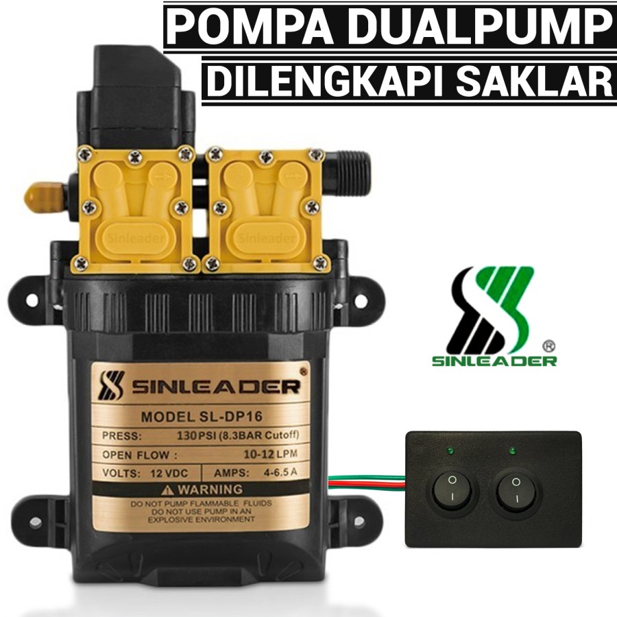 Jual Pompa DC 12v Dualpump Bertekanan Tinggi 100W - Dilengkapi Saklar ...