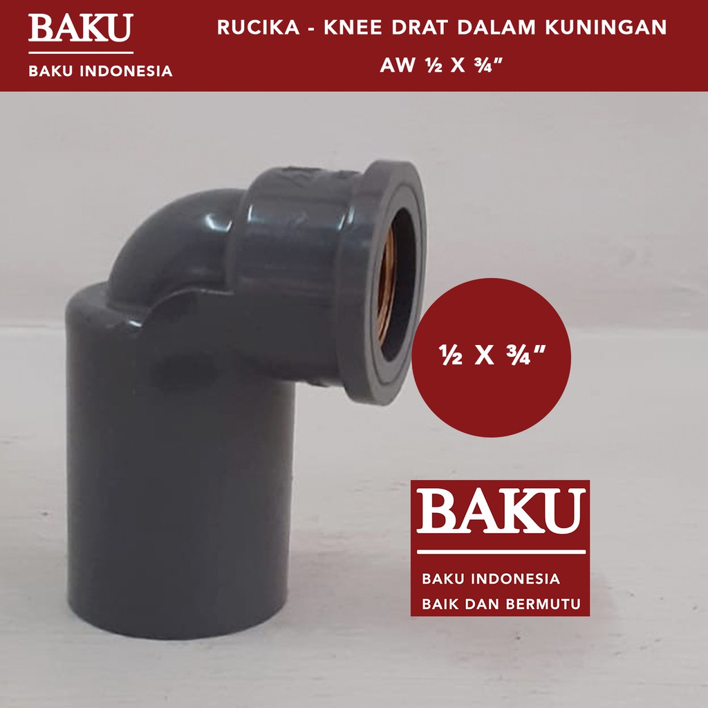 Jual Rucika KDD Kuningan 1/2 x 3/4" / Knee Drat Dalam Kuningan 1/2 x 3/4" | Shopee Indonesia