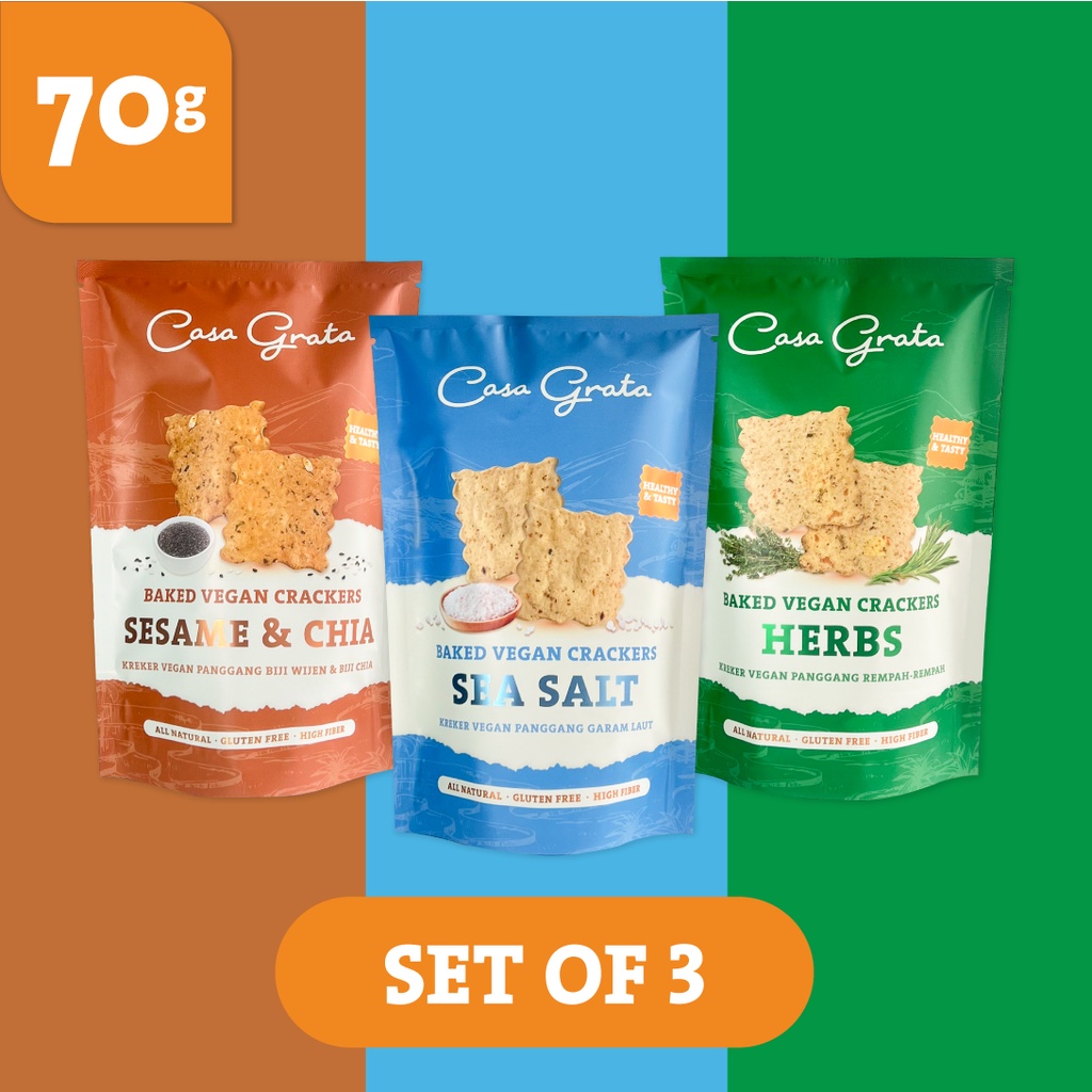Jual Crackers Set of 3 - 70gr ( 3pcs Casa Grata Crackers ) - Gluten ...