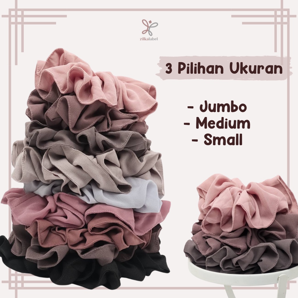 Jual SCRUNCHIE 3 UKURAN / Cepol Rambut Premium Size Jumbo Medium Mini / Ikat Rambut Besar Sedang ...