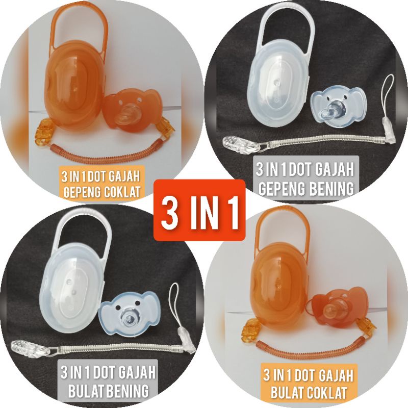 Jual Empeng bayi 3 in 1 untuk usia 0-12 bulan full silikon Model Gajah ...