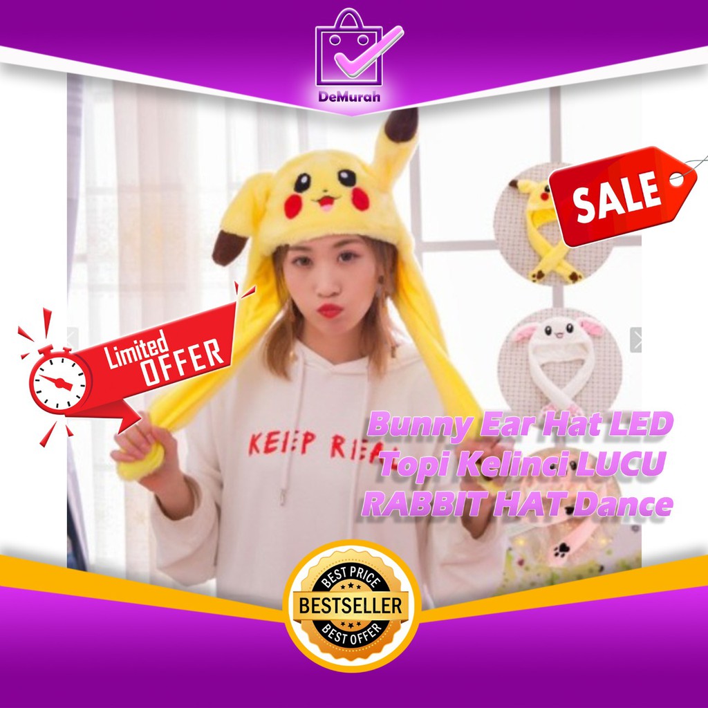 Jual Bunny Ear Hat LED Topi Kelinci LUCU RABBIT HAT Dance 0520 | Shopee ...