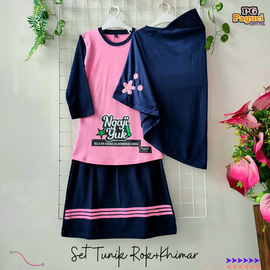 Jual Set Tunik Rok + Jilbab Paguci " Ngaji Yuk " | Shopee Indonesia