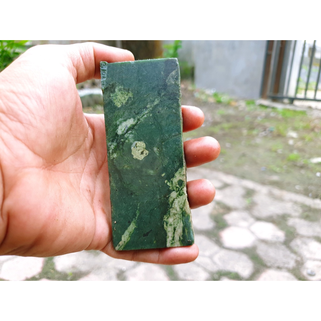Jual BAHAN BATU GIOK MOTIF GAMBAR HIJAU SUPER JADE TYPE A NEPHRITE JADE ...