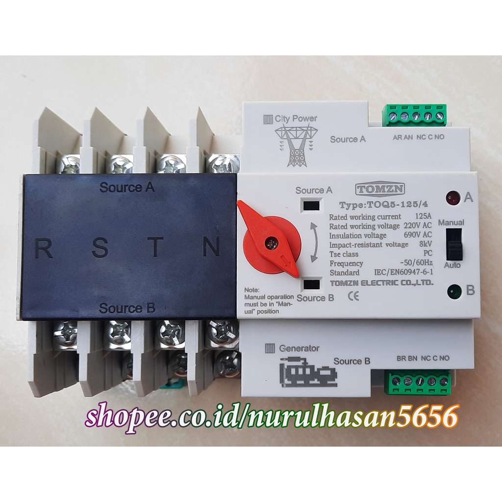 Jual alat transfer listrik otomatis ATS switch automatic 4p 125a ...