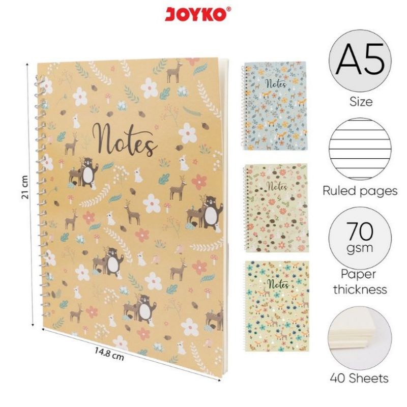 Jual NOTEBOOK SPIRAL JOYKO A5 ANIMAL 40 SHEETS 70 GSM NOTE BOOK RING ...