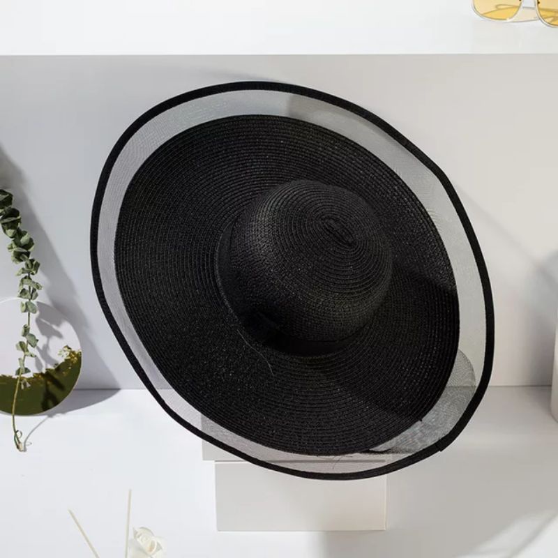 Jual Topi pantai lebar tile pita simple PL21/ Topi pantai lebar jala | Shopee Indonesia