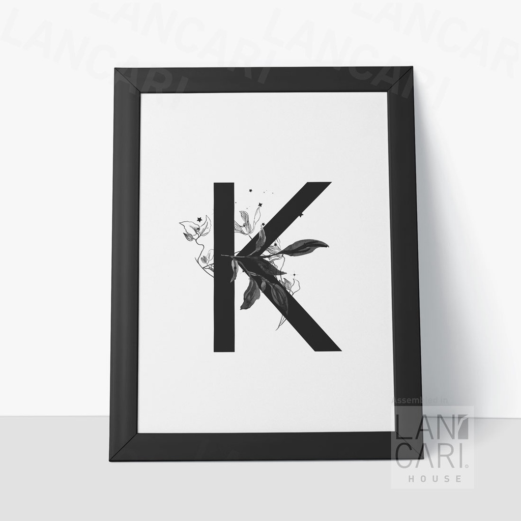 Jual Inisial Frame K Dekorasi Nama Birthday Name Sign Black And White ...