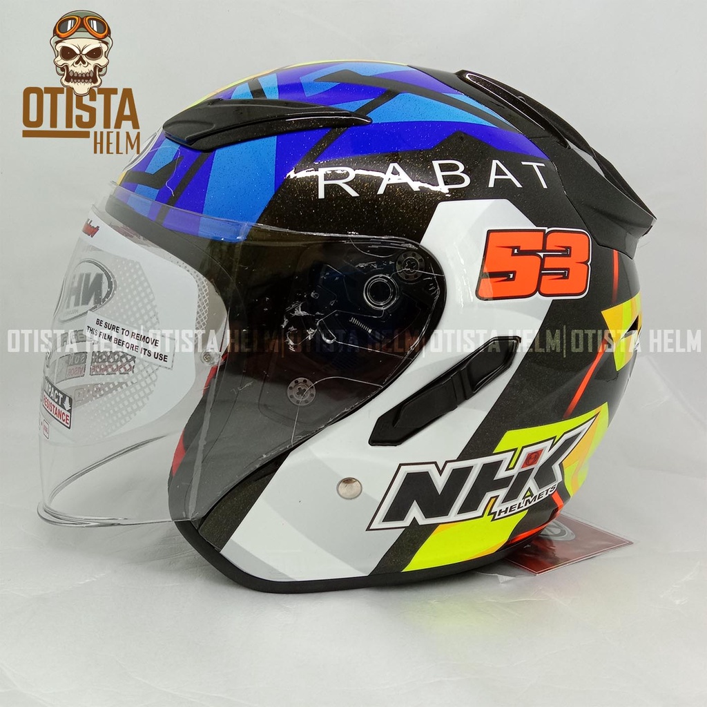 Jual HELM HALF FACE NHK R1 GP EDITION TITO RABAT BLACK GLITTER DOUBLE ...