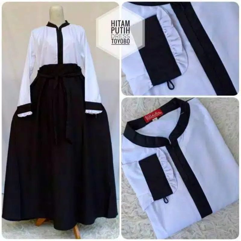 Jual Baju Gamis Wanita Muslim Seragam Kantor Hitam Putih Murah Katun ...