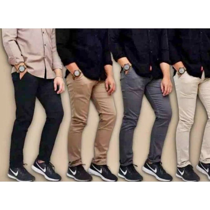 Jual CELANA PRIA CHINO Slim fit Panjang Kerja kantor Santai Liburan Cowok Gentleman 27 - 38 ...