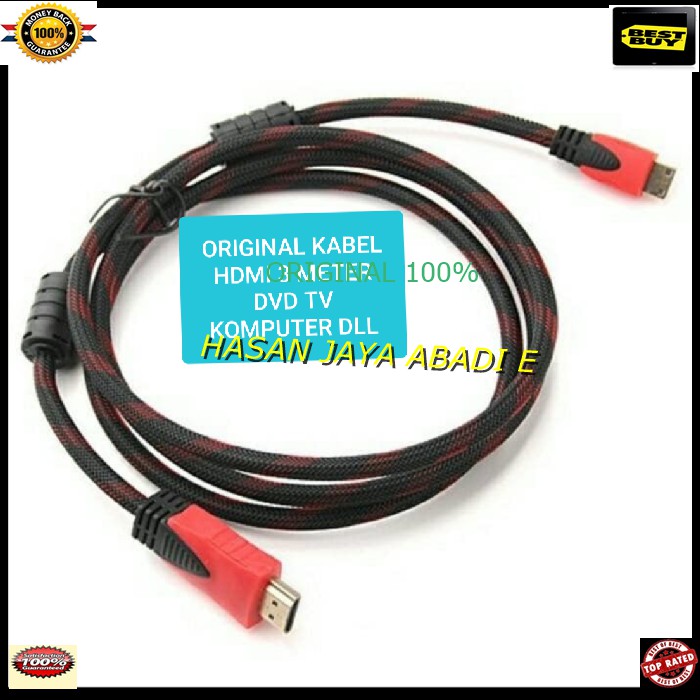 Jual J251ORI KABEL HDMI TV MONITOR CPU KOMPUTER LED 3METER HIGH SPEED ...