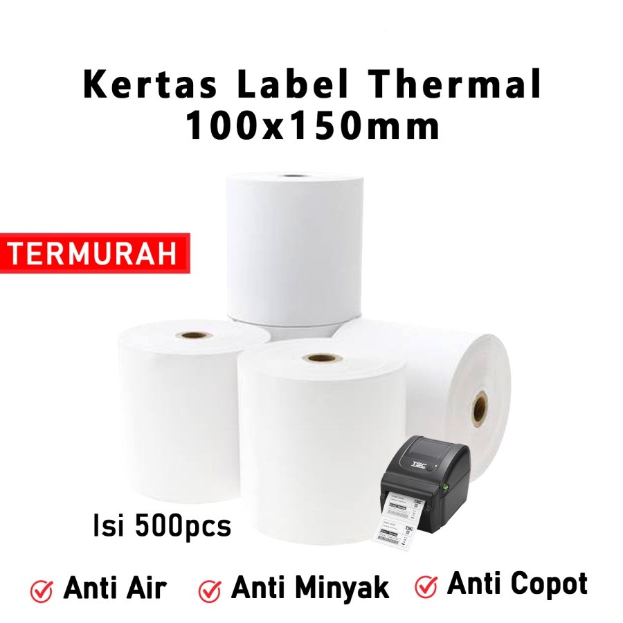 Jual Sticker Kertas Thermal / Thermal Label 100 x 150 mm A6 500 pcs ...