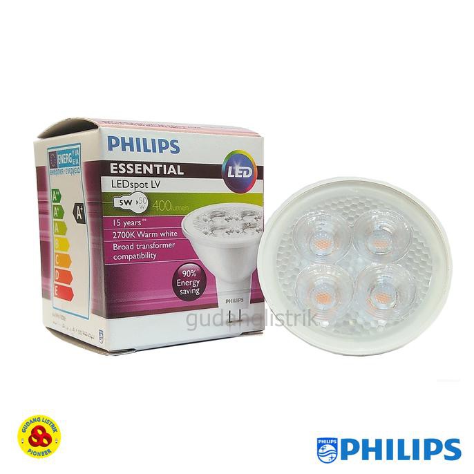 Jual PHILIPS Halogen LED MR16 5W Kuning 24D 12V Essential 5W WW 2700K | Shopee Indonesia