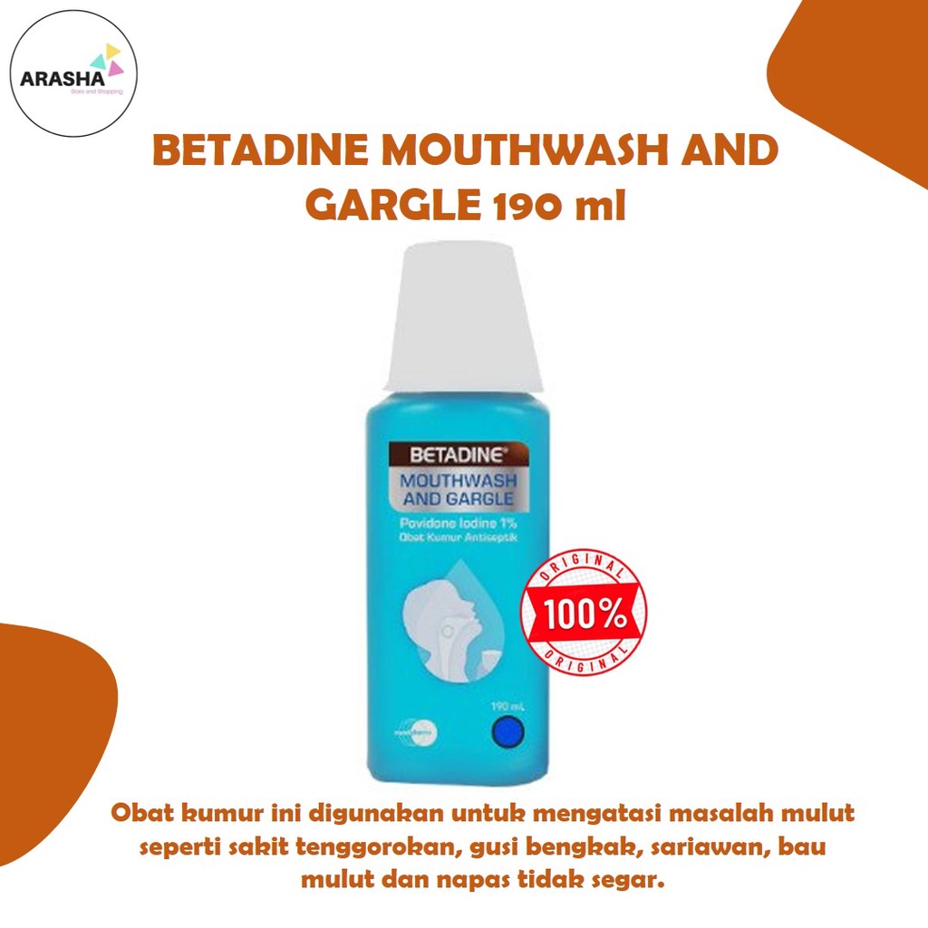 Jual BETADINE MOUTHWASH AND GARGLE 190 ML Betadine Kumur/Gusi Bengkak/Sariawan/Bau Mulut/Nafas ...