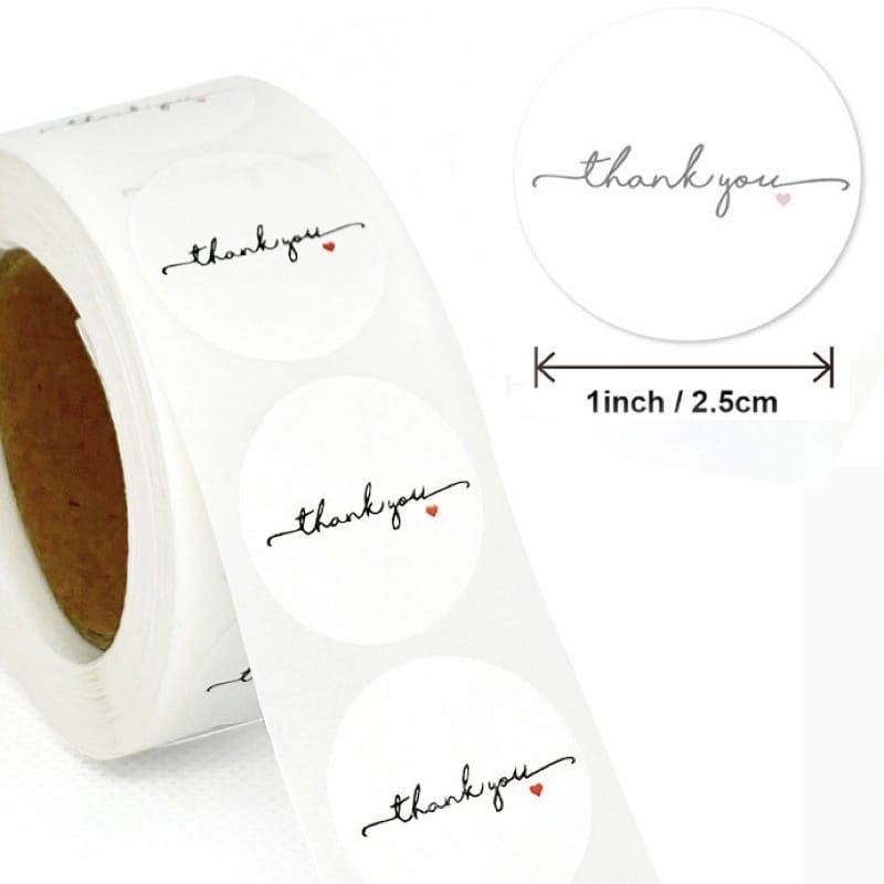 Jual 1 Roll 500pcs Stiker Mini | Stiker Label Tulisan Thank You For ...