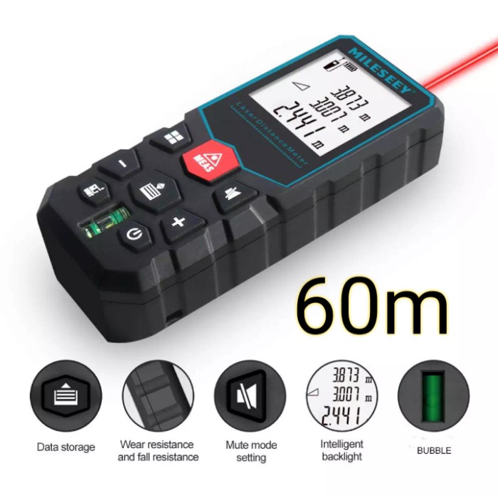 Jual 60 Meter Laser Distance Jarak Digital Meteran 100 / 80 / 40m ...