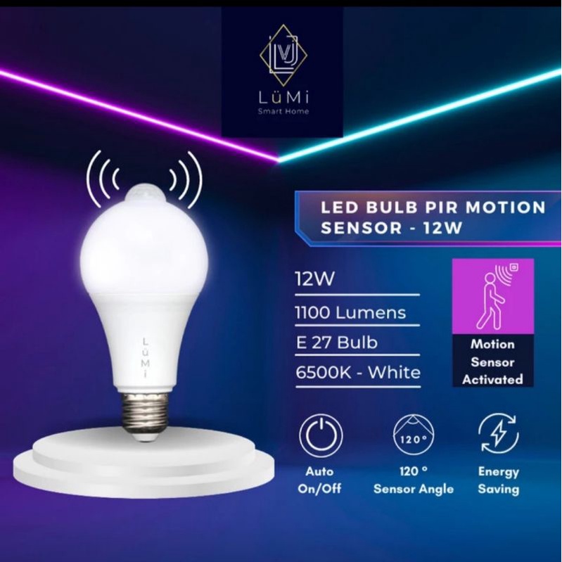 Jual LUMI Lampu LED PIR Body Motion Sensor 12W Light Bulb On/Off ...
