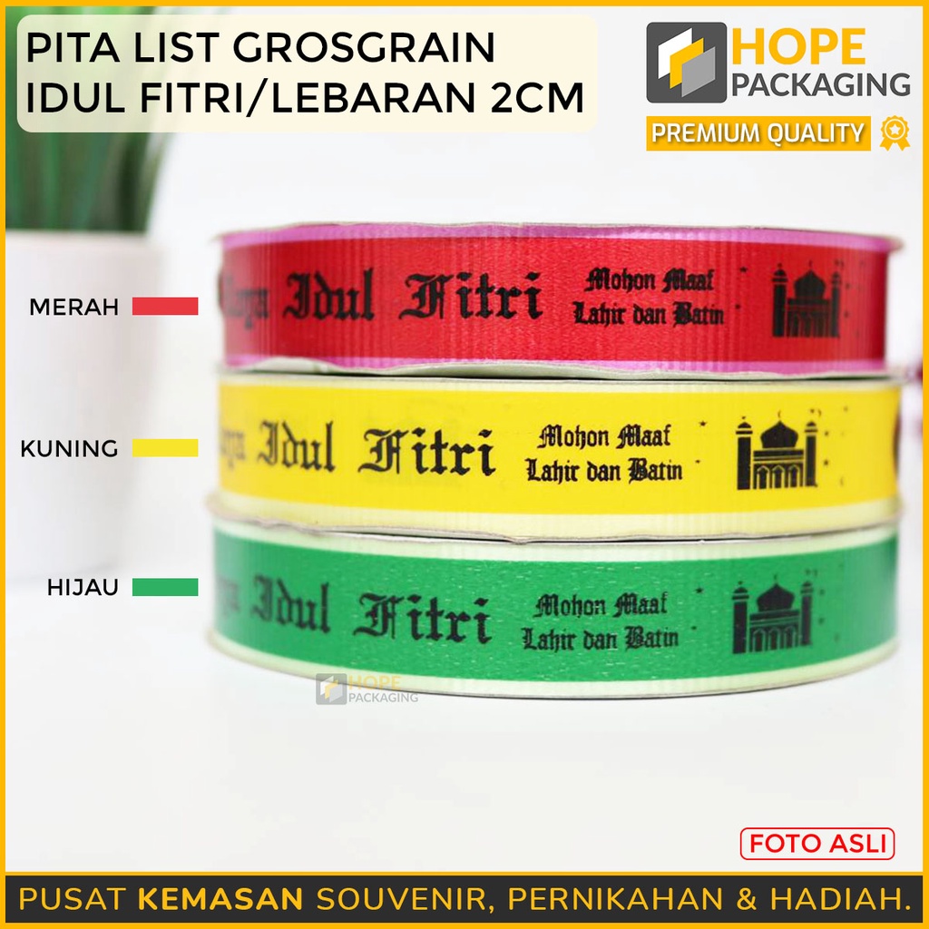 Jual Pita Roll List Grosgrain 2 cm dan 3.8cm / Pita Idul Fitri/Lebaran ...