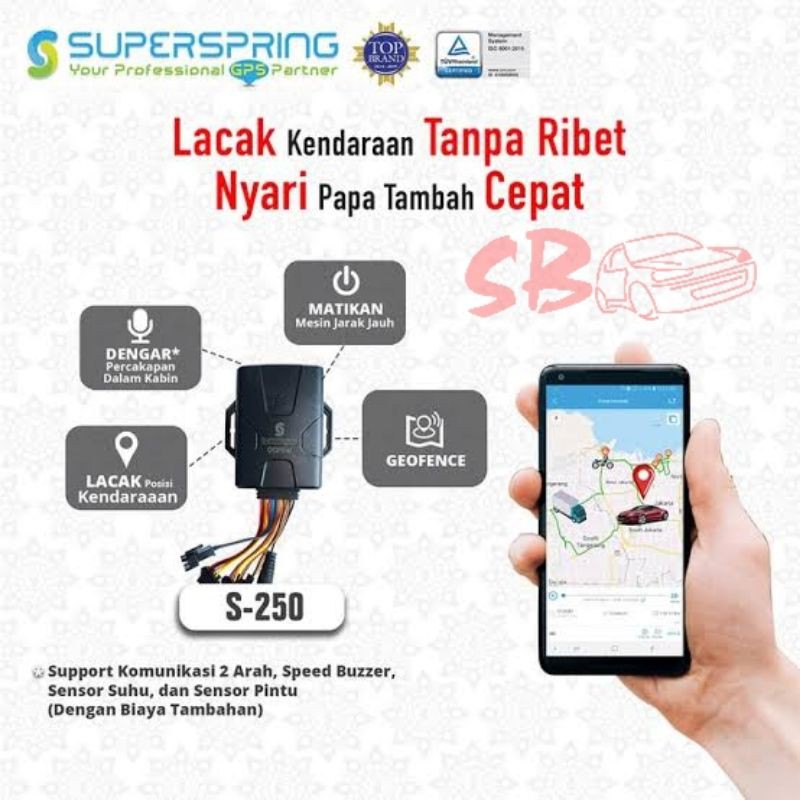 Jual GPS tracker pelacak Superspring S250 free install dan kartu halo 6 bln | Shopee Indonesia